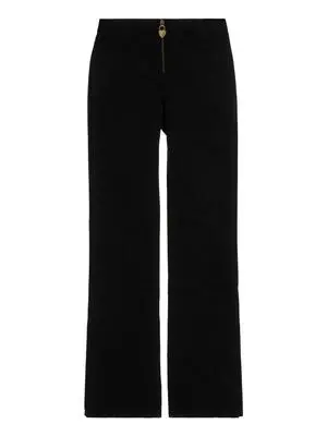 CHLOÉ CHLOE Straight Leg Cotton Trousers With Leather Patch Detail