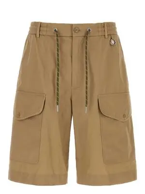 Moncler Cotton Bermuda Shorts With Drawstring Waist - Camel