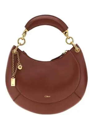 Chloé CHLOE Leather Banana Shoulder Bag With Golden Metal Hardware Red