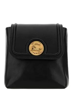 Chloé Chloe Leather Mini Backpack With Horse Medal Detail Black