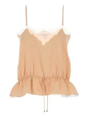 CHLOÉ CHLOE Lightweight Silk Top With Lace Trim