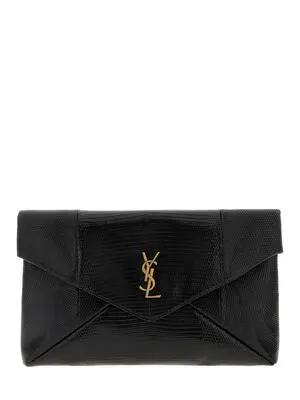 Saint Laurent SAINT LAURENT Embossed Leather Clutch Bag Black