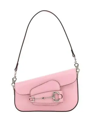 Gucci GUCCI Mini Leather Horsebit Handbag With Silver Metal Finishing Pink