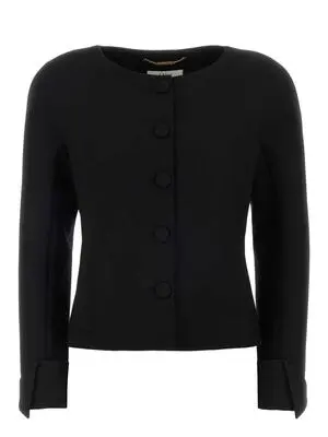 Chloé Crepe Virgin Wool Blazer - Black
