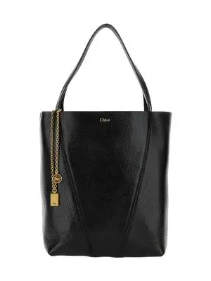 Chloé CHLOE Spin Shopping Handbag In Calf Leather Black