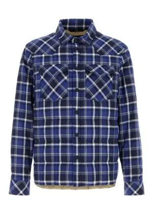 Moncler Moncler Grenoble Men's Embroidered Checked Stretch Cotton Shirt Checked
