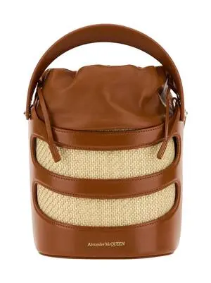 Alexander McQueen Two-tone Leather & Raffia Mini Bucket Bag - Multicoloured