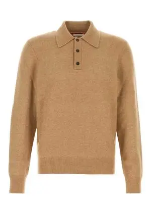 FERRAGAMO Stretch Polo Shirt In Silk-blend Knit - Camel