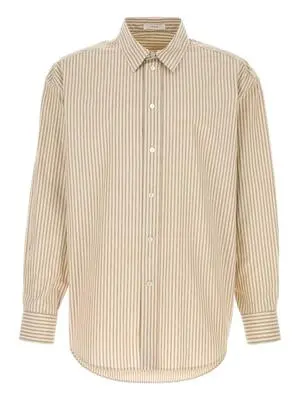 THE ROW Embroidered Poplin Granada Shirt - Stripped
