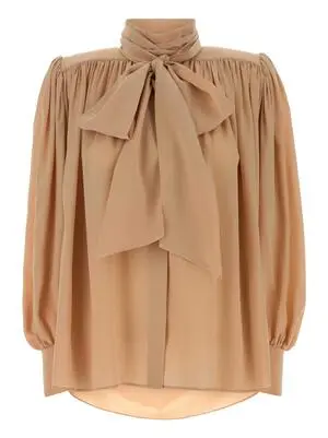 Chloé Silk Crepe Blouse With Pussy Bow - Pink