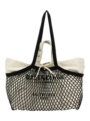 Balenciaga BALENCIAGA 24/7 Medium Shopping Handbag In Two-Tone Canvas And Mesh Multicoloured