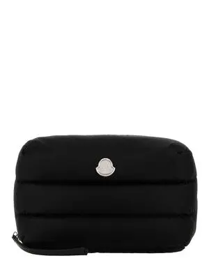 Moncler Quilted Beauty Case With Silver-tone Hardware - Black