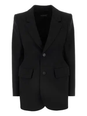 Balenciaga Single-breasted Wool Blazer - Black