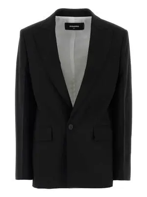 Dsquared2 Oversize Stretch Wool-blend Blazer - Black