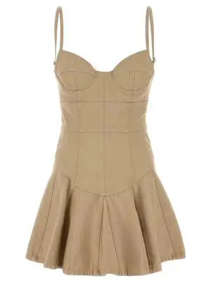 Dsquared2 Sand Washed Denim Mini Dress - Beige O Tan