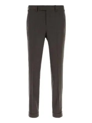 PT TORINO Stretch Wool Tailored Trousers - Brown