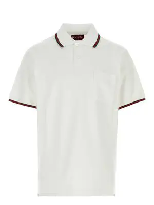 Gucci Piquet Polo Shirt In Cotton-stretch Blend - White