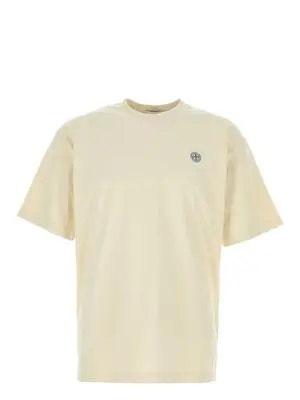 Stone Island Cream Cotton T-shirt - Yellow
