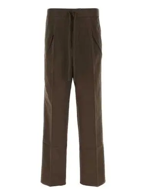 Fear Of God FEAR OF GOD ESSENTIALS Cotton Wide-Leg Trousers With Drawstring Waist Brown