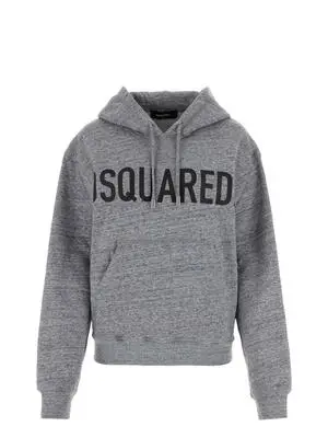 Dsquared2 DSQUARED Melange Cotton Hooded Sweatshirt With Logo Grey