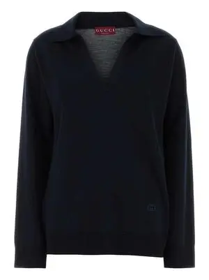 Gucci Oversized Wool Polo Shirt - Blue