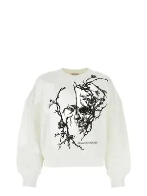 Alexander McQueen Cotton Sweatshirt With Skull And Floral Print - White