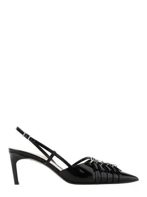 Gucci Leather Slingback Pumps With 6.5 Cm Kitten Heel - Black