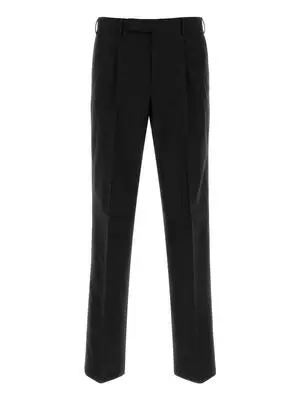 PT TORINO Cotton-wool Blend Tailored Trousers - Black
