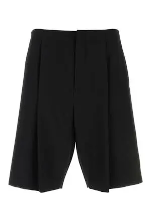 THE ROW Wool Sateen Tailored Bermuda Shorts - Black