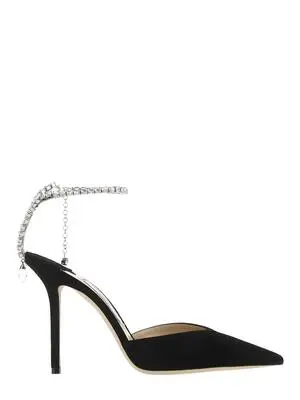 JIMMY CHOO JIMMY CHOO Saeda 100 Suede Pumps With Embellished Ankle Strap Black