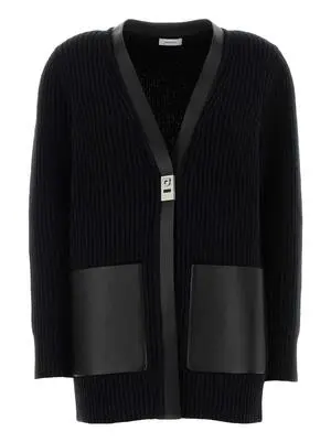 FERRAGAMO 100% Wool Cardigan - Black