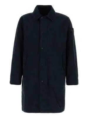 Stone Island Polyester Blend Trench Jacket - Blue