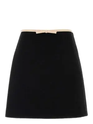 Valentino Garavani Tweed Mini Skirt With Bow Detail - Black