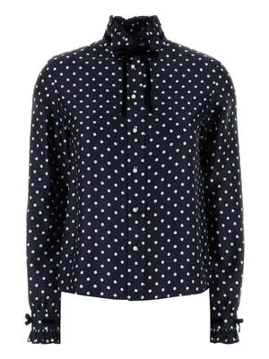 Valentino Garavani Polka Dot Silk Shirt With Pussy Bow Detail - Printed