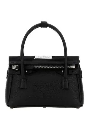 MAISON MARGIELA Leather Handbag With Silver-tone Hardware - Black