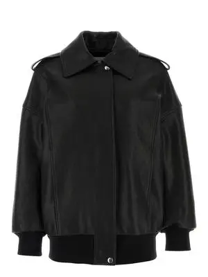 Alexander McQueen Lamb Leather Oversize Jacket - Black