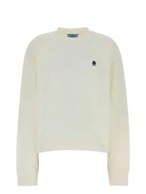 Prada Cotton Crewneck Sweatshirt With Logo - White