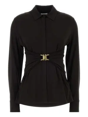 FERRAGAMO Stretch Viscose Shirt - Brown