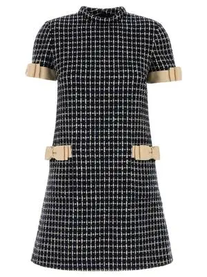 Valentino Garavani Embroidered Tweed Mini Dress - Checked