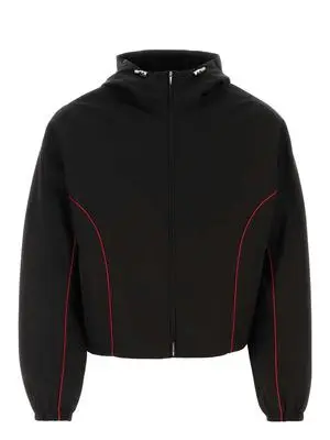 FERRAGAMO Zip-up Hooded Jacket With Contrast Piping - Black