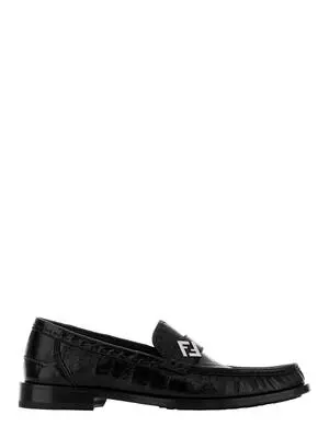 Fendi Leather Slip-on Loafers With Buckle Detail - Black