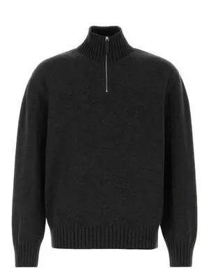 FERRAGAMO Quarter Zip Cashmere Blend Sweater - Black
