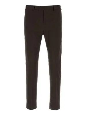 PT TORINO Chocolate Cotton Blend Stretch Trousers - Brown