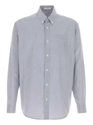 THE ROW Embroidered Poplin Pompeo Shirt - Stripped