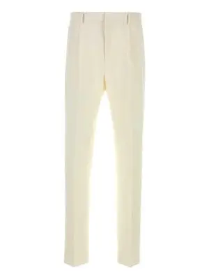 FERRAGAMO Cotton-cashmere Blend Tailored Trousers - White