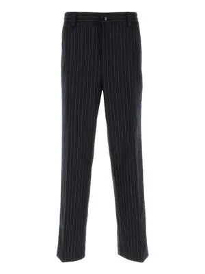 Moncler Tailored Stretch Wool Striped Trousers - Grey