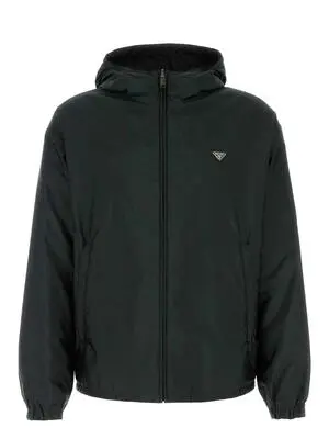 Prada PRADA Re-Nylon Zip-Up Jacket With Classic Collar Black