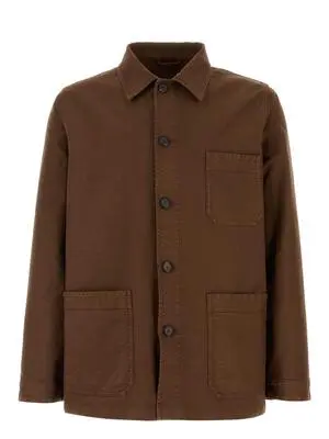 Prada Cotton Canvas Jacket With Stand Collar - Brown