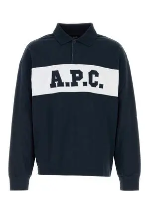 A.p.c. Oversize Alexis Polo Shirt In 100% Cotton - Blue