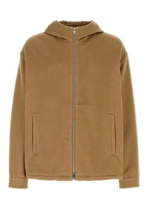 Prada Zip-up Hooded Jacket In 100 - Camel